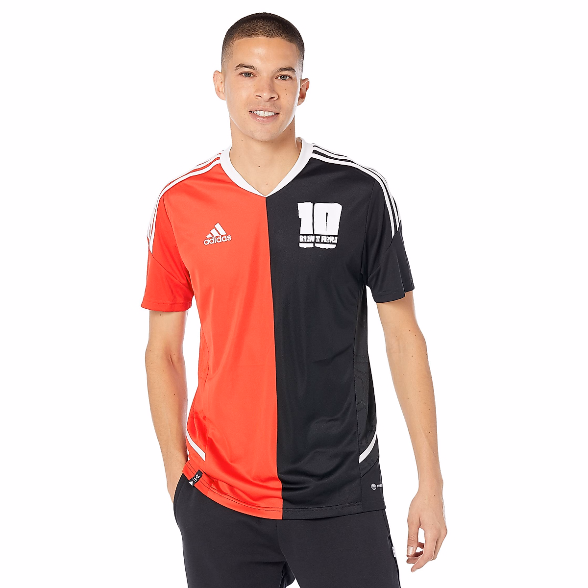 adidas Men's Messi Jersey, Black/Vivid Red, Large