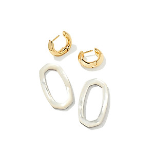 Kendra Scott Danielle Link Earring in 14k Gold-Plated Brass, Fashion Jewelry for Women, Ivory Mother Of Pearl