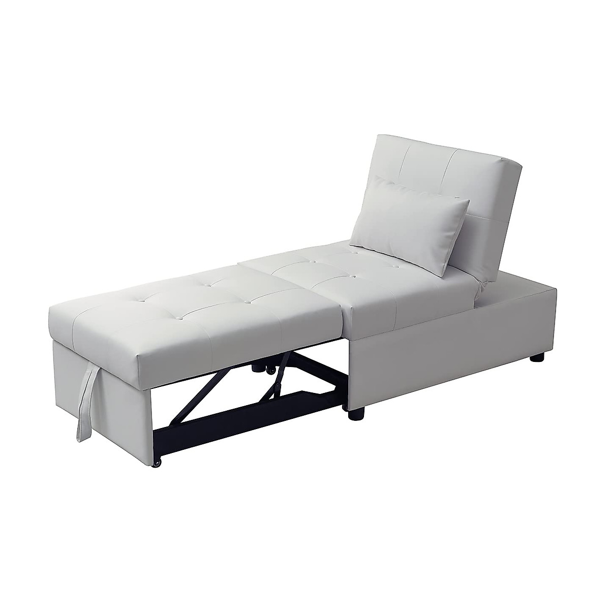 Kings Brand Furniture - Multi-Function Ottoman, Sofa Bed Sleeper, Convertible Chair, White