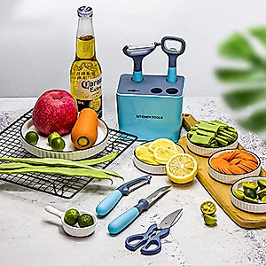 COOK A FUTURE 6-Piece Kitchen Paring Knife Set, Includes 2 Paring Knives, 1 Corkscrew, 1 Fruit Knife, 1 Scissors And 1 Storage Base, Which Can Be Used For Peeling And Cutting Fruits And Vegetables