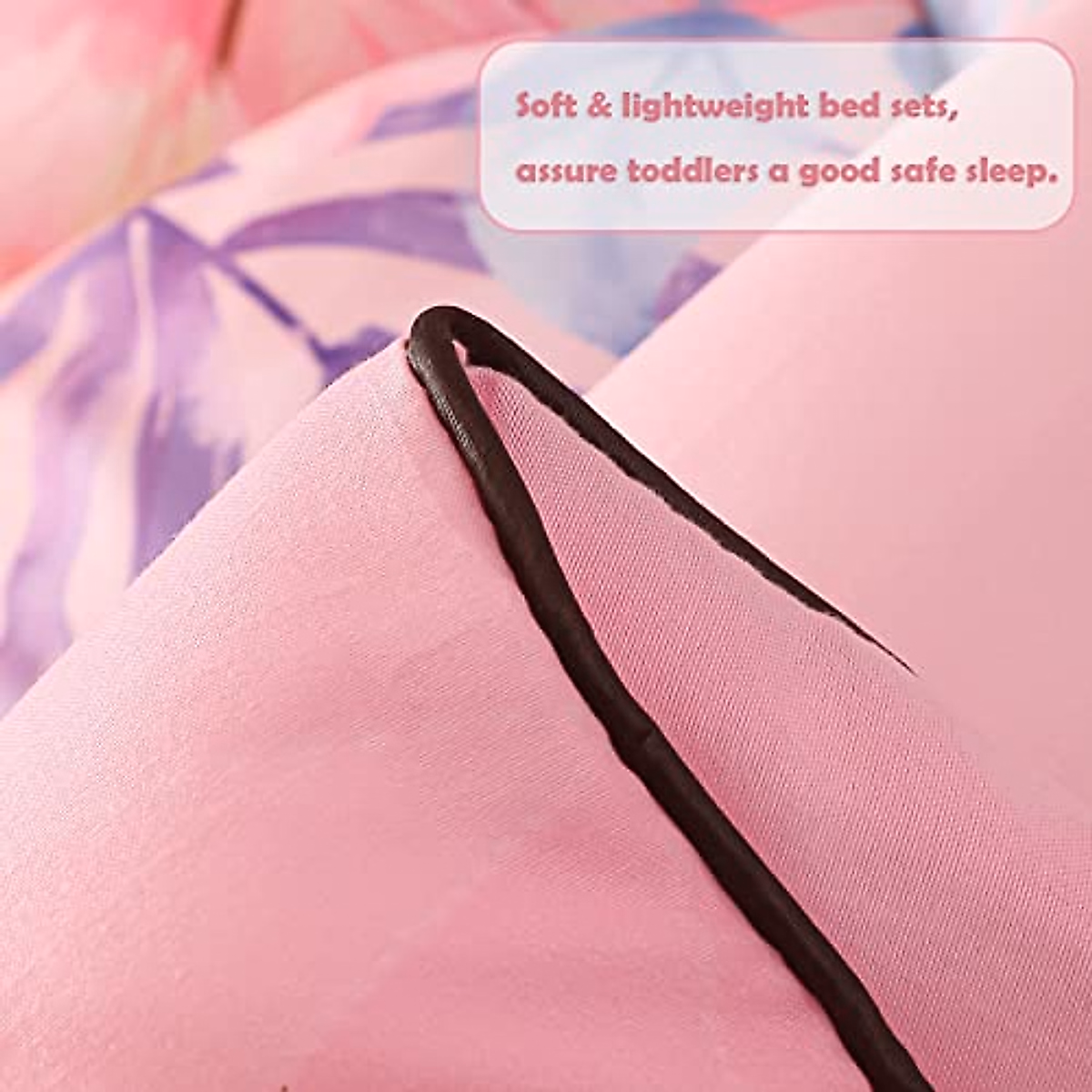 KINBEDY 4 Piece Unicorn Toddler Bedding Sets for Girls Pink Floral Cartoon Bed Sheets Toddler Bed Comforter Set for Baby Girls Bedroom Set | Include Comforter, Flat Sheet, Fitted Sheet, Pillowcase