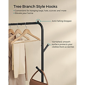 SONGMICS Clothes Rack, Clothing Rack for Hanging Clothes with Wheels, Heavy Duty Garment Rack, Metal Frame, 110 lb Max. Total Load, 40.7 Inches Wide, Clothes Storage and Display, Black UHSR131B01