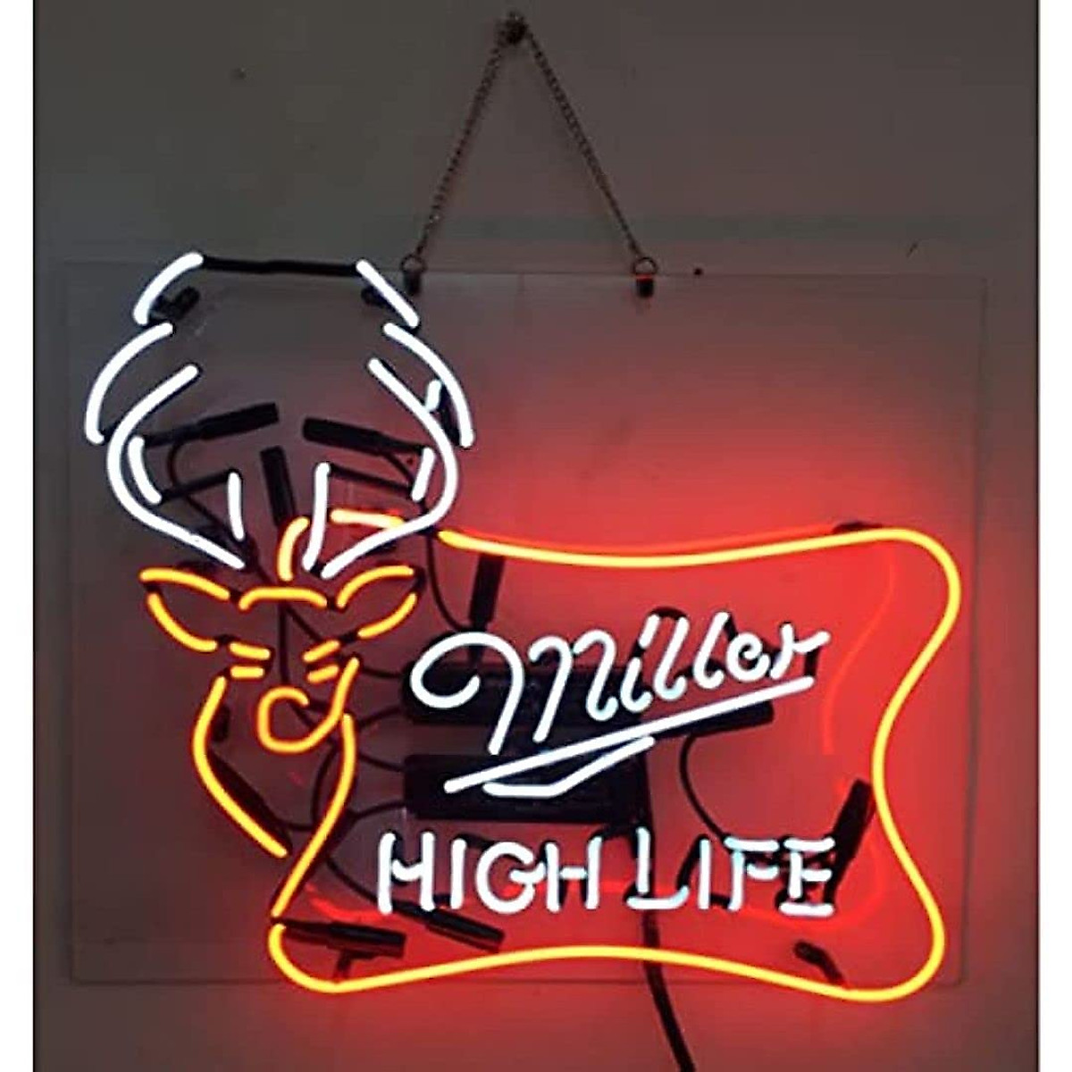 Prouten 20in Millers High Life Deer Neon Sign Acrylic Beer Pub Bar Handmade Wall Decor Neon Light