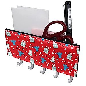 Coat Rack Rail Wall Mounted, 7 Inches, 4.4lb(Max), Leather Hanger Hooks for Hat Towel Coat Key Purse Red Gift Xmas Tree