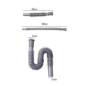 OLIREXD 1-1/4 Inch Flexible and Expandable Drain Pipe Tube S Trap, Universal Plastic Angle Simple Extension Tube for Kitchen Bathroom Sink Sewer Drain Wash Basin