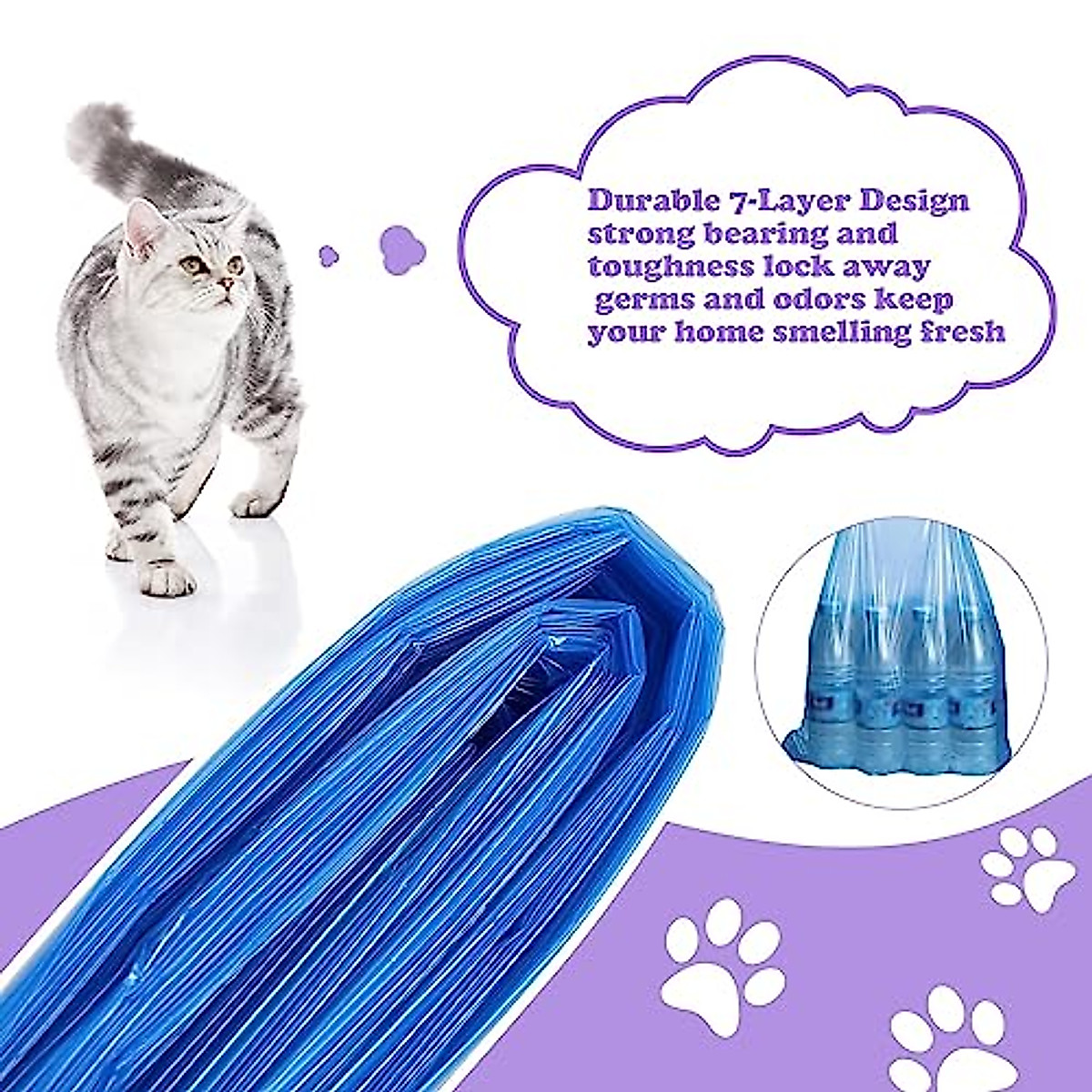 10 Pack Cat Litter Refills Scented Bag Compatible with Your Standard and Plus Genie Litter Disposal Refill Cartridge, Universal Litter Refills Bag (Not Include Cartridge)