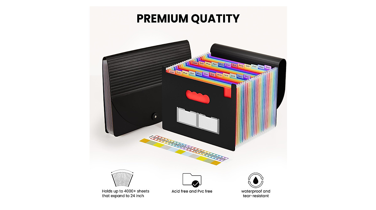 Sooez 24-Pocket Expanding File Folder for Easy Document Organization