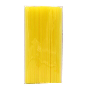 DOITOOL 200 Pcs Plastic Straws Disposable Flat Mouth and Straight Drinking Straws Smoothie Drink Straws for Wedding Birthday Party Favors- 26x0.6 cm (Yellow)