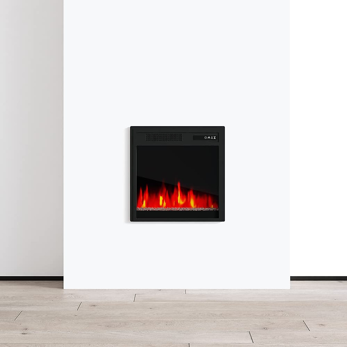 20" Electric Fireplace Wall Recessed Heater, 1500W/5100BTU (Black)