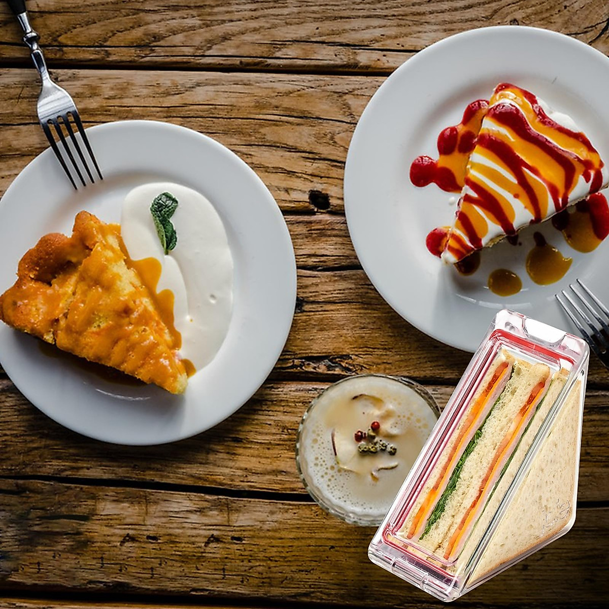 RAUWIZX 2 PCS Magnetic Sandwich Container, Sandwich Container Washable Crisper, Reusable Sandwich Container, Portable Acrylic Clear Sandwich Bento Box with Lid Sandwich Organizer