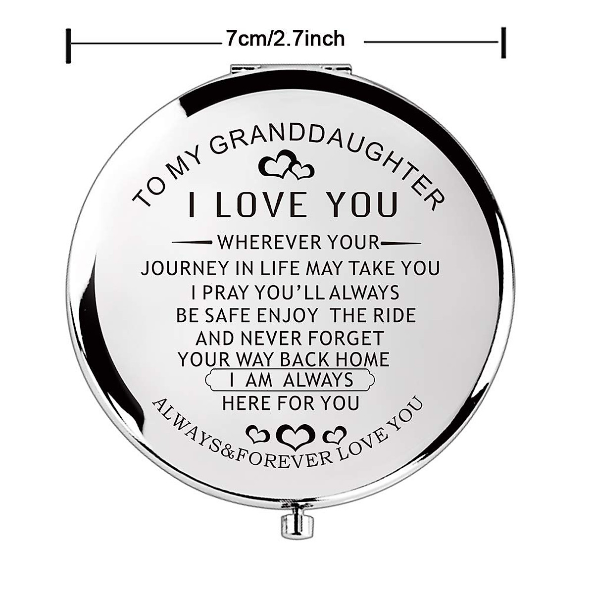 Granddaughter Gifts from Grandma and Grandpa Grammy to My Granddaughter Makeup Compact Travel Mirror for Birthday Graduation Christmas (Silver to My Granddaughter)
