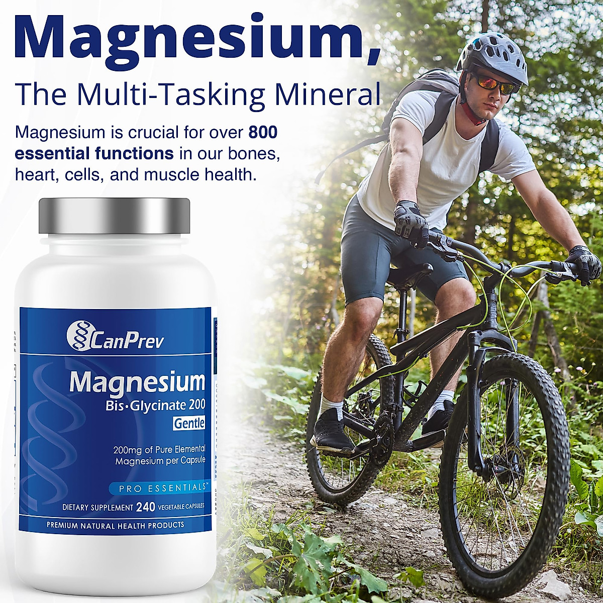 CanPrev Magnesium Bisglycinate (240 Count (Pack of 1), 200mg - Gentle)