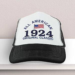 100th Birthday Gifts All American 1924 Original Classic Hat Turning 100 Birthday Party Trucker Hat Black