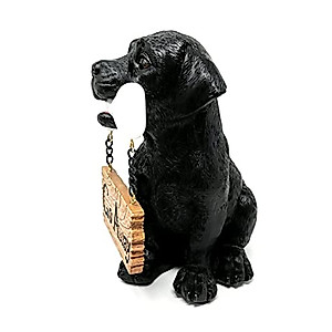 Nature's Mark Black Labrador Retriever Dog Puppy Statue with Welcome Sign Resin Garden Statue Decor 6.7" H