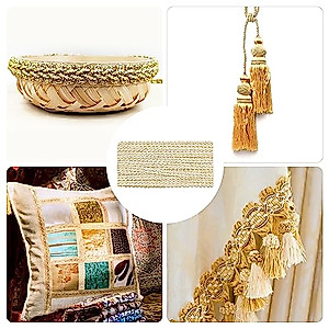 WADORN 2 Styles 5/8 inch Braided Lace Trim Ribbons, 12 Yards Vintage Edging Trimmings Fabric Gold Lace Applique Woven Ribbon Fabric Bias Tape DIY Clothing Straw Hat Bag Sewing Craft Accessories