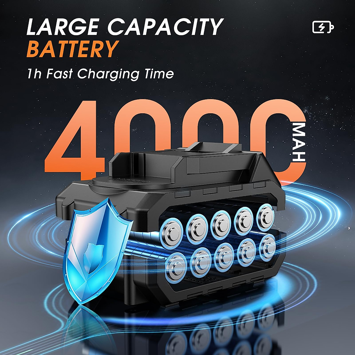 SoarFly Impact Wrench, 1/2" Impact Gun, 400N.M (300Ft-lbs) Brushless Motor Power Impact Driver, Cordless Electric Impact Wrench with 4.0Ah Battery, 1 Fast Charger, 6PCS Sockets, 1 Extension Bar