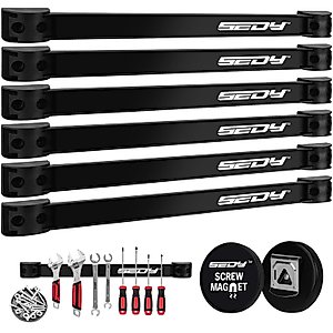 Magnetic Tool Holder Storage Organizer: 7-Piece Garage Wall Mount Rack Organization Strip Power Magnet Organizers Mounted Workbench Board Slatwall Van Hanger