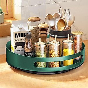 Lazy Susan Organizer, SAYZH Metal Steel Rotating Spice Racks with Turntable for Kitchen Pantry Cabinet Cupboard Table, 10 inch Black