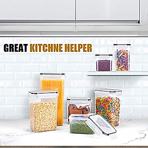 BINLAN Food Storage Containers - [7 Piece] Airtight Food Storage Containers - Large Kitchen Pantry Storage Container Set - Dispenser Keepers with 20 Labels & Pen - Black