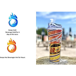 Rico Industries NASCAR Racing Joey Logano #22 PENZOIL 24oz Acrylic Tumbler with Hinged Lid, Officially Licensed Double Wall Tumbler with Straw