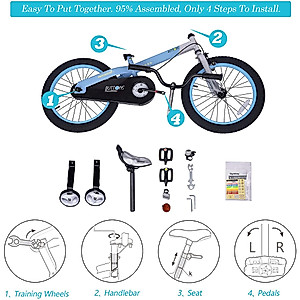 RoyalBaby Boys Girls Kids Bike 12 Inch Matte Button Bicycles with Training Wheels Child Bicycle Blue