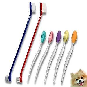 Otterly Pets 7-Piece Dog Toothbrush Set for Sensitive Teeth – 5 Double-Sided Silicone Brushes & 2 Soft Bristled Brushes for Gentle, Effective Cleaning
