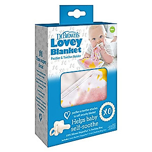 Dr. Brown's Lovey Blanket with Beaded Ring Teether and HappyPaci Silicone One-Piece Pacifier, Pink