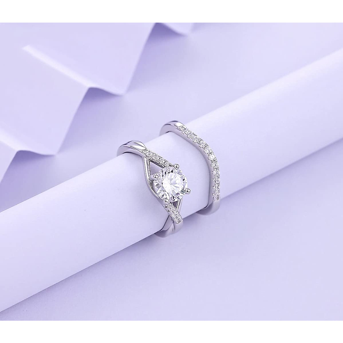 STARCHENIE Engagement Sets for Women Sterling Silver Cubic Zirconia Sterling Silver Wedding Sets for Women Size10