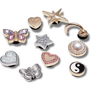 Crocs Unisex-Adult Jibbitz Shoe Multi Pack, Bling Charms, 90's Gold & Glitter, 10 Pack