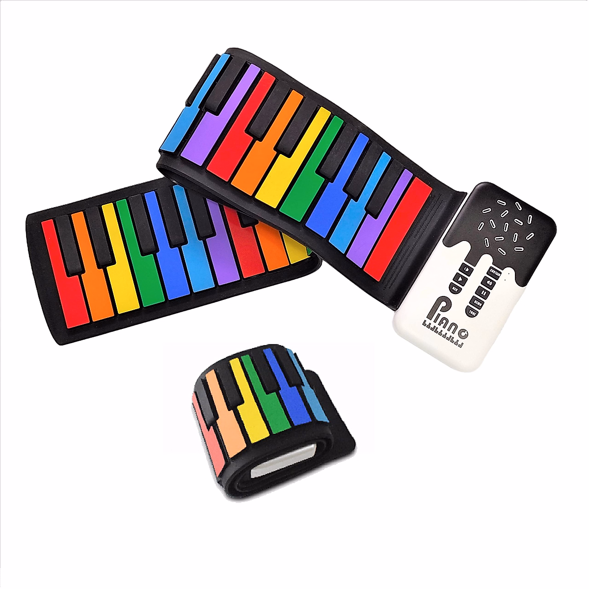 MAGICON NEW 49 Key Roll Up Electronic Digital Music Piano, Rechargeable, Recording Feature, 8 Tones, 6 Educational Demo Songs & Build-in Speaker, Educational Piano,Kid'sToy Gif (49 key NEW)