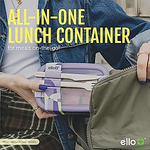 Ello 2-Pack Lunch Stack Plastic Food Storage Container Bento Box with Airtight, Leak-Proof Locking Plastic Lids and Silicone Base, BPA-Free, Freezer, Microwave, and Dishwasher Safe, Blueberry