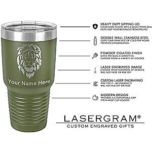 LaserGram 30oz Vacuum Insulated Tumbler Mug, Railroad Crossing Sign 1, Personalized Engraving Included (Camo Green)