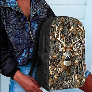 Uourmeti Deer Camo Boys Backpack and Lunchbox Pencil Case Set 3 in 1 Kindergarten Elementary Middle School Bookbags and Lunch Box Set for Teens Kids Book Bags Girls Big Scoolbags