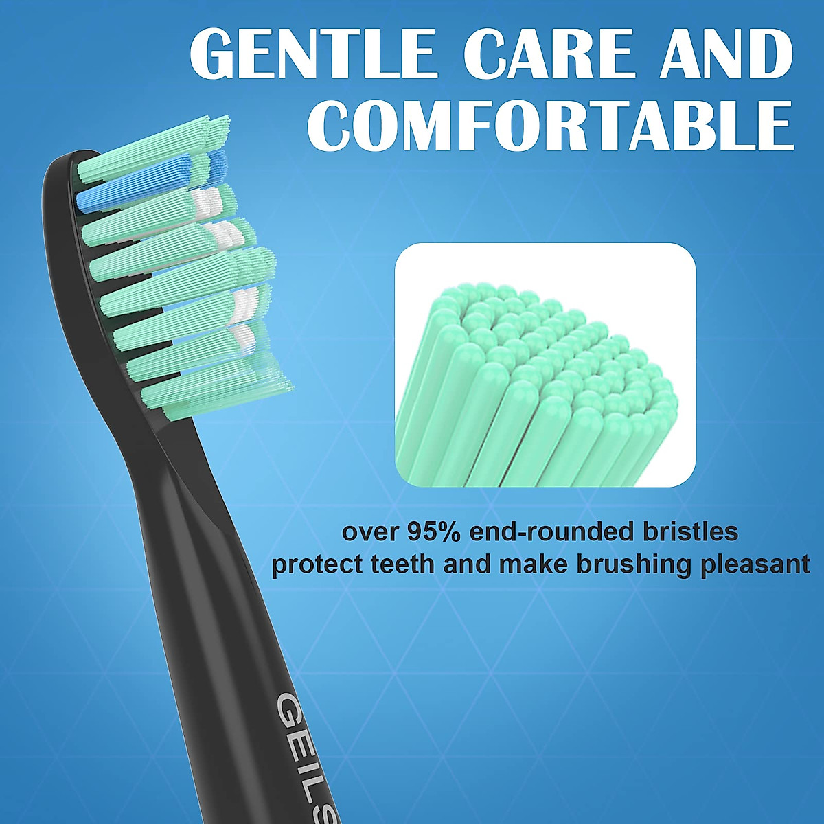 Toothbrush Heads for FairyWill, Replacement Brush Heads for Fairy Will, Electric Toothbrush Replacement Heads for Fairywill FW-507/508/551/515/917/959, FW-D1/D3/D7/D8, 10 Pack, Black