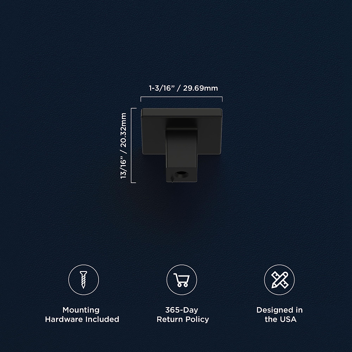 Hickory Hardware 10 Pack of Square Kitchen Cabinet Knobs, Quality Drawer and Dresser Knob, Handle Pulls for Cabinet Doors, Bathroom Drawers, 1-3/16 Inch, Matte Black