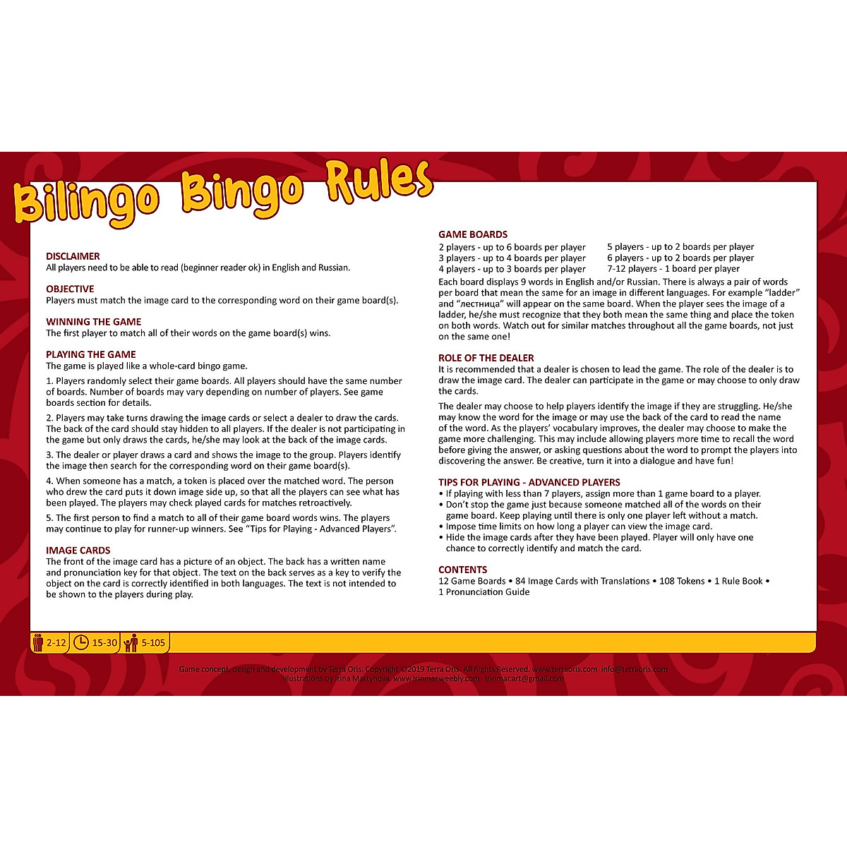 Bilingo Bingo - Bilingual Game English/Russian by Terra Oris