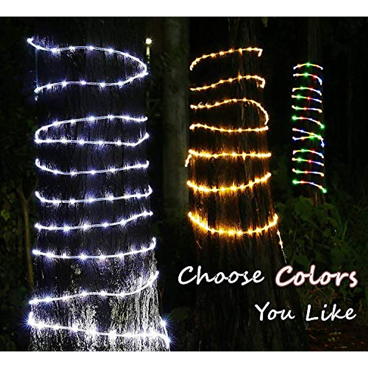 Solar String Lights Rope Lights Outdoor Waterproof 33ft 100 LEDs Holiday Christmas Decorations Fairy Lights (Y-H-GZD-CW)