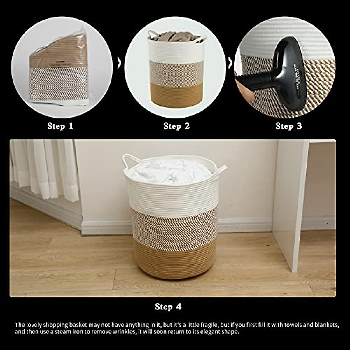 ZLG Cotton Rope Basket 14.15x18.1x15.94Inch Baby Laundry Basket Toy Storage Basket large baskets for blankets