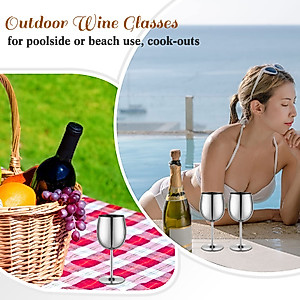 12 Set Stainless Steel Wine Glasses Metal Unbreakable Wine Glass 12 oz Portable Steel Wine Glass Wine Goblet Stemmed Wine Glasses Goblet Set for Outdoor Travel Camping Picnic, Silver