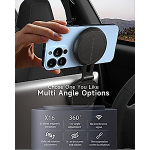 LCYATSI Car Phone Holder Mount for Tesla Model 3/Y/S/X Phone Mount MagSafe Magnetic 360° Rotation Invisible Foldaway Car Phone Holder Compatible with iPhone 14/13/12/Samsung and MagSafe Cases