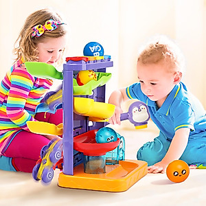 Toddler Toys for 1 2 3 Year Old Boys Girls, 2 in 1 Pound Balls Toy & Car Ramp Race Track, Early Development Educational Learning Toys Gifts for Baby 12-36 Months