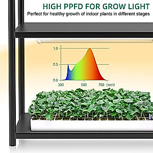 ADEBOLA Plant Shelf with Grow Lights, 4-Tier Metal Plant Stand with High Intensity 3000K Full Spectrum Grow Lights for Optimal Plant Growth, Heavy Duty Plant Shelf with Wheels for Indoor Plants, Seed Starting, Seedlings(31.5Lx15.7Wx60H, Black)
