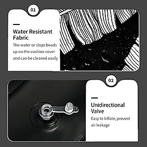 DYTXIII Inflatable Ottoman Stool D21 xH9 for Outdoor/Indoor Use, Water Repellent Patio Foot Rest Stool with Portable Handle,Round Pouf Ottoman Suitable for Garden,Deck and Camping - Stripe Grey