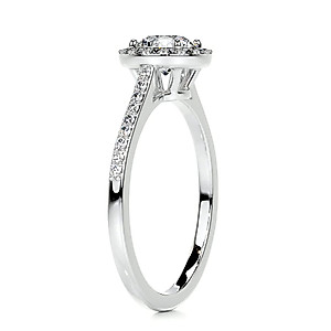 Solid Gold Handmade Wedding Ring 2 CT Round Cut Moissanite Diamond Halo Bridal Engagement Rings for Anniversary Propose Gifts (14K Solid White Gold)