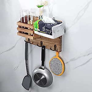 TocTen Key Hooks, Solid Wooden Key Holder for Wall Decorative, Wall Mounted Keys and Mail Organizer with 3 Metal Key Rack, Mail Organizer for Entryway, Front Door, Hallway (Light Brown)