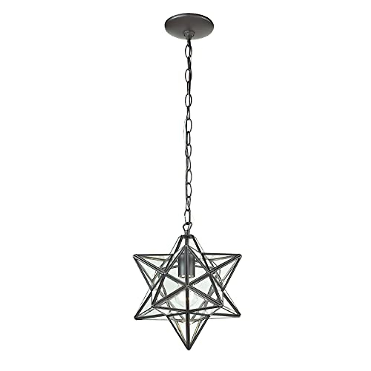 Elk 9-Inch Moravian Star Pendant - 145-001 Mini Pendant in Clear Glass and Oil Rubbed Bronze – LED Bulb, Dimmer and Smart Switch Compatible - Farmhouse and Eclectic Room Décor - Ceiling Light Fixture