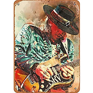 EICOCO Rock Stevie Ray Vaughan Plaque Poster Metal Tin Sign 8" x 12" Vintage Retro Wall Decor