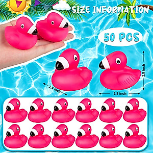 Flamingo Rubber Duckies for Kids, 12PCS Pink Flamingo Duck Bath Toys Cute Floating Squeaky Mini Rubber Ducks for Baby Shower, Cake Decoration, Classroom Carnival Prizes
