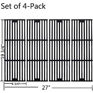 GasSaf 19 3/4 inch Grill Grid Grates Replacement for Chargriller 5050, 3001, 3008, 3030, 4000, 2121, King Griller 3008 5252, Cast Iron Grill Cooking Grid Grates(19-3/4'' x 6-3/4'' Each)(4-Pack)