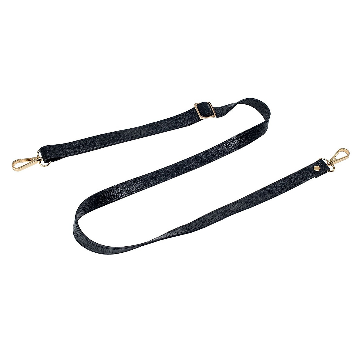 VanEnjoy Full Grain Leather Adjustable Replacement Strap Cross Body Bag Purse, 26-51 inch Gold Hardware - 1.8 CM Width (Black-Silver Metal With Tasse) (1# Black)